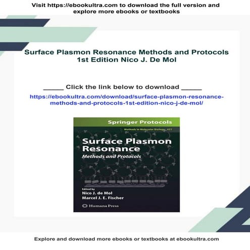 Surface Plasmon Resonance Methods and Protocols 1st Edition Nico J. De Mol | PDF