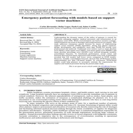 Emergency patient forecasting with models based on support vector ...