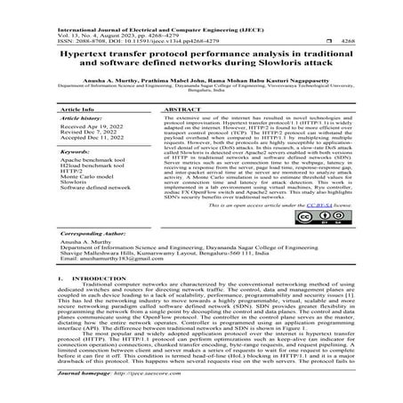 Hypertext transfer protocol performance analysis in traditional and software defined networks ...
