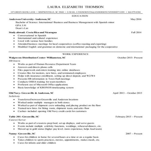 Laura Thomson Resume | DOCX | Human Resources | Business