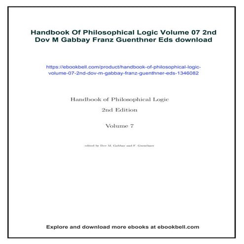 Handbook Of Philosophical Logic Volume 07 2nd Dov M Gabbay Franz Guenthner Eds | PDF