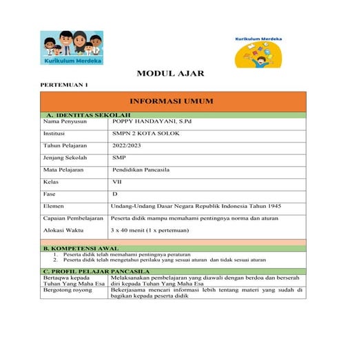 Modul Ajar PPKn Kls 5_Norma dalam Kehidupanku.pdf