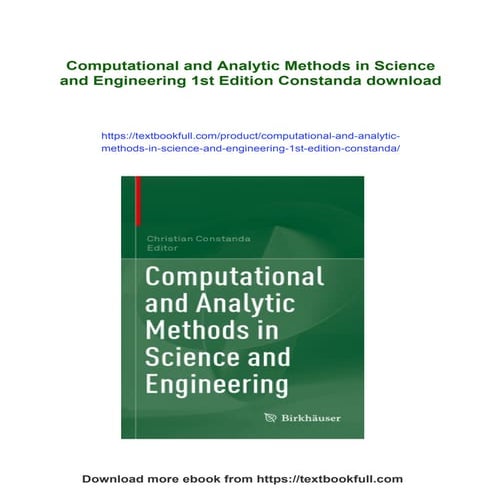 Computational and Analytic Methods in Science and Engineering 1st Edition Constanda | PDF