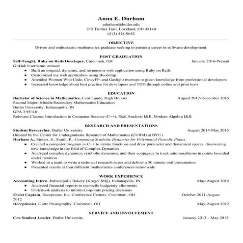 Resume Fall 2016 | DOCX