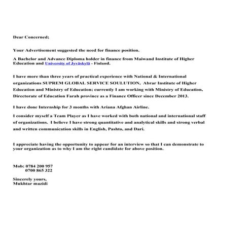 CV along with Cover Letter | PDF