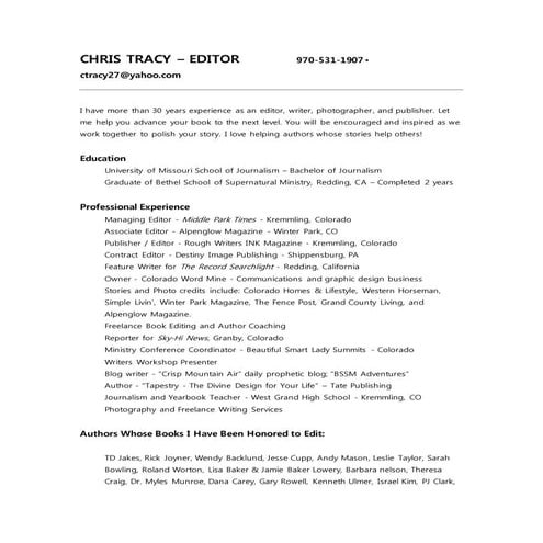 Chris Tracy 2015 Resume | PDF