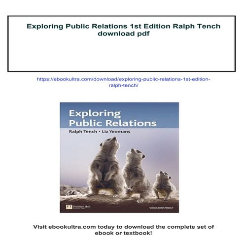 Exploring Public Relations 1st Edition Ralph Tench | PDF