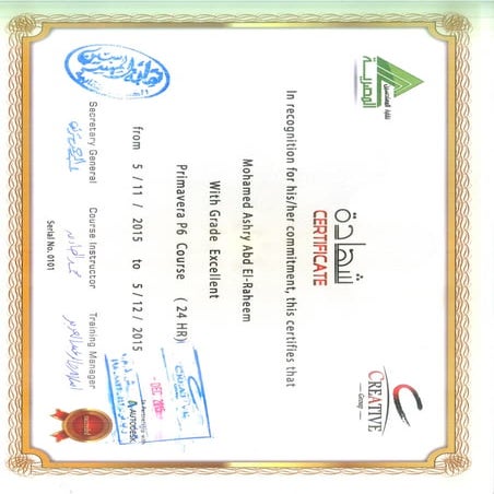 Primavera Certificate | PDF