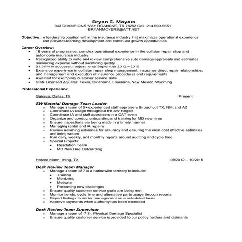 Bryan E Moyers resume 2016 | DOC