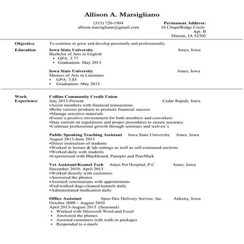 A. Marsigliano Resume 2016 | DOC