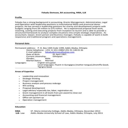 Fekadu resume | DOC
