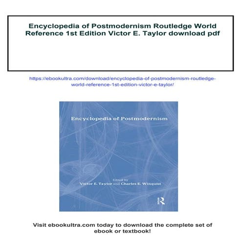 Encyclopedia of Postmodernism Routledge World Reference 1st Edition ...