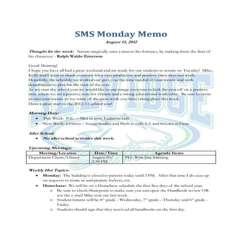 2010 summer letter to staff char krause | PDF