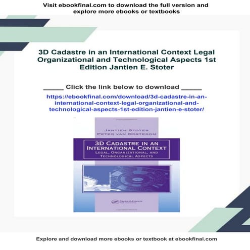 3D Cadastre in an International Context Legal Organizational and ...