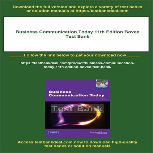 Business Communication Today 11th Edition Bovee Test Bank | PDF