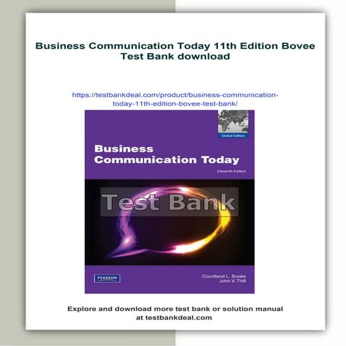 Business Communication Today 11th Edition Bovee Test Bank | PDF