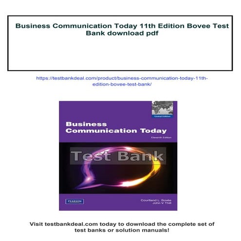 Business Communication Today 11th Edition Bovee Test Bank | PDF