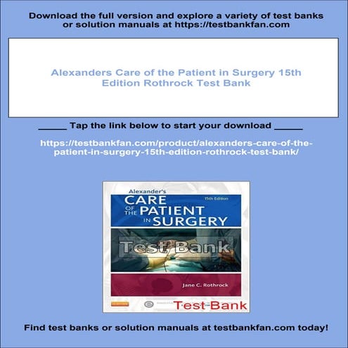 Alexanders Care of the Patient in Surgery 15th Edition Rothrock Test ...