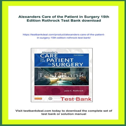Alexanders Care of the Patient in Surgery 15th Edition Rothrock Test ...