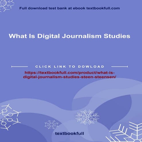 What Is Digital Journalism Studies Steen Steensen all chapter instant ...