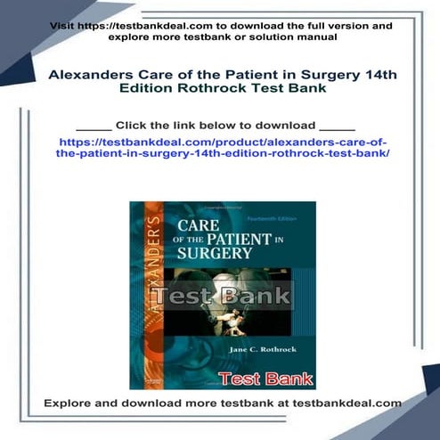 Alexanders Care of the Patient in Surgery 14th Edition Rothrock Test ...