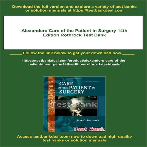 Alexanders Care of the Patient in Surgery 14th Edition Rothrock Test ...