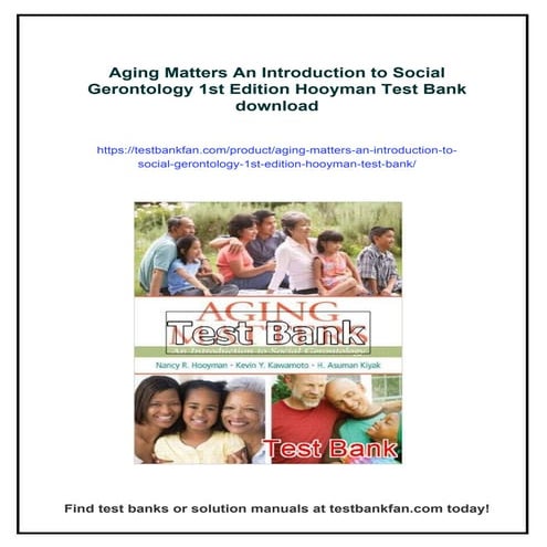 Aging Matters An Introduction to Social Gerontology 1st Edition Hooyman ...