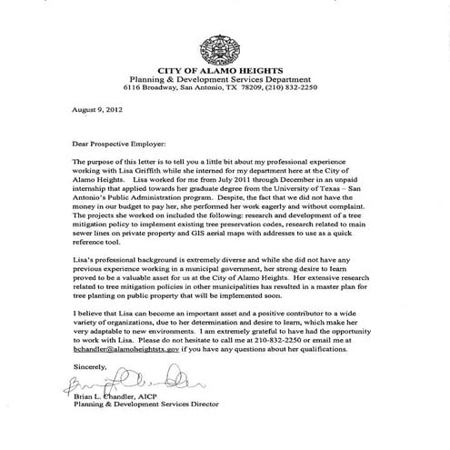 Griffith-Alamo Heights Reference Letter-Chandler | PDF