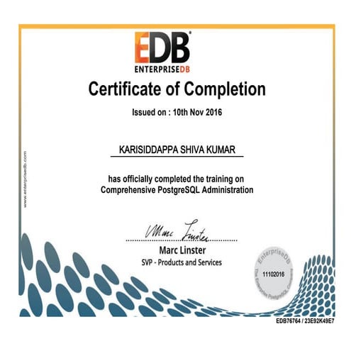 TrainingCertificate-PostgreSQL | PPT