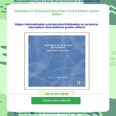 Debates in Science Education 2nd Edition Justin Dillon | PDF