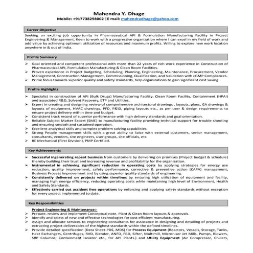 Mahendra Dhage Resume | PDF