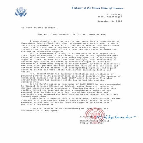 Reference letter S. Mikhail (US Dept.) | PDF
