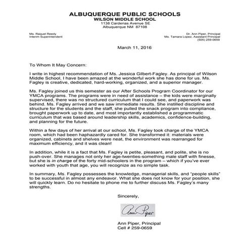 Fagley, Jessica recommendation | PDF