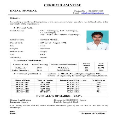 KAJAL | DOC | Resume Writing and Advice | Job Search