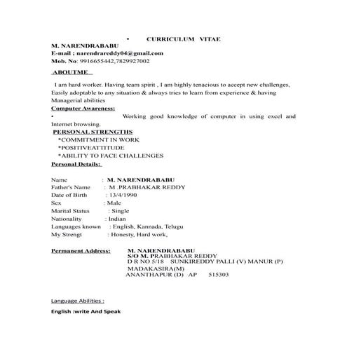 NARENDRA BABU NEW RESUME | ODT