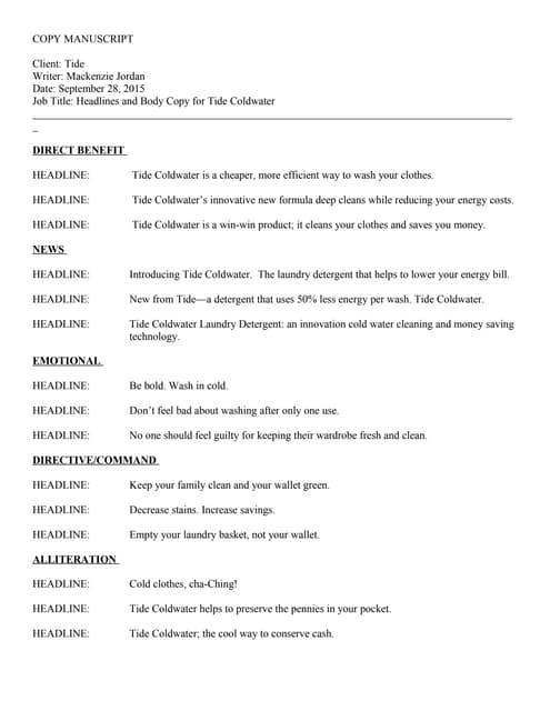 Sample Work (Radio Ad WW) | PDF