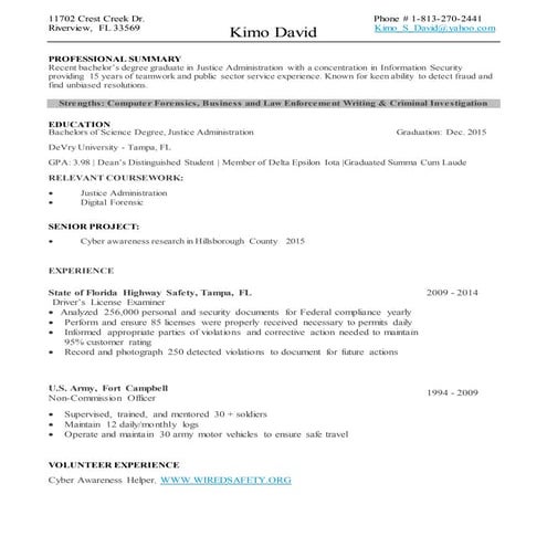 Kimo David.resume 2016 | DOCX