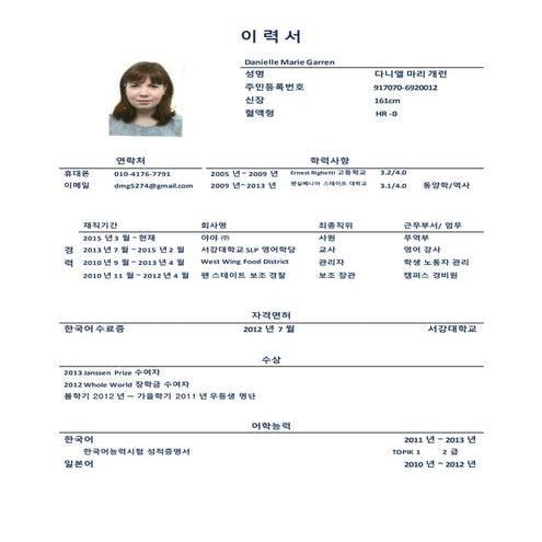 Danielle Marie Garren resume | DOCX