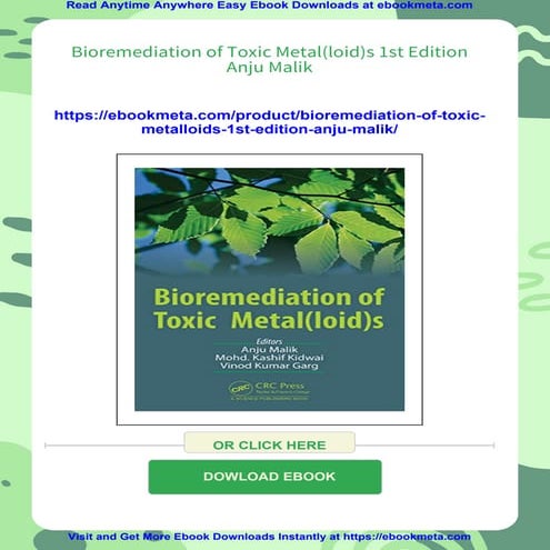 Bioremediation of Toxic Metal(loid)s 1st Edition Anju Malik | PDF