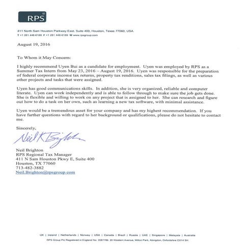 RPS Letter of Recommendation | PDF