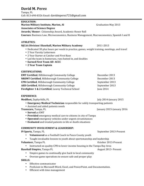 Firefighter Resume Updated March 2015 | DOCX