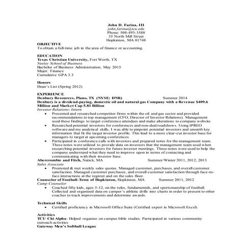 John Farina's Resume | PDF
