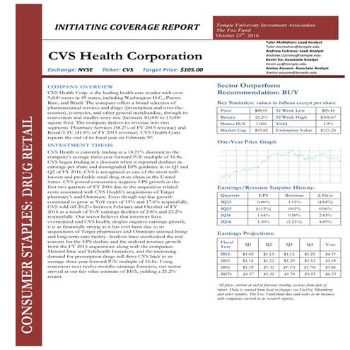 CVS Health INITIATING COVERAGE REPORT | PDF