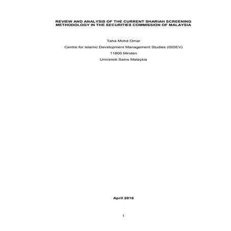 TAHA OMAR on SHARIAH STOCK SCREENING | PDF