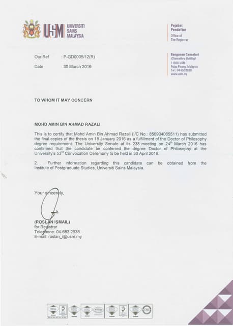 PhD Senate Letter | PDF