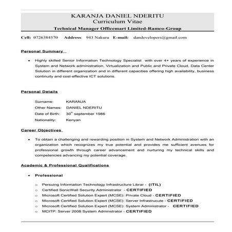 daniel karanja cv | DOC