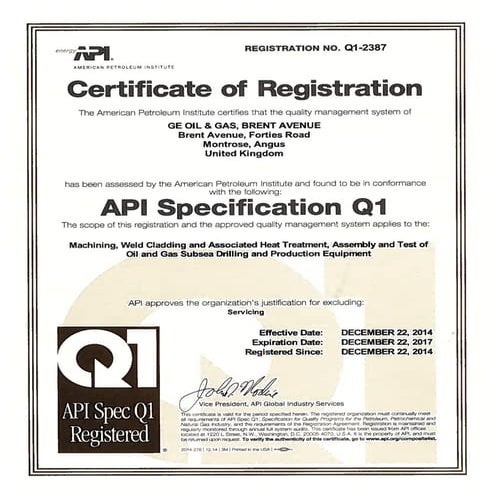 Brent Avenue API Q1 Certification | PDF