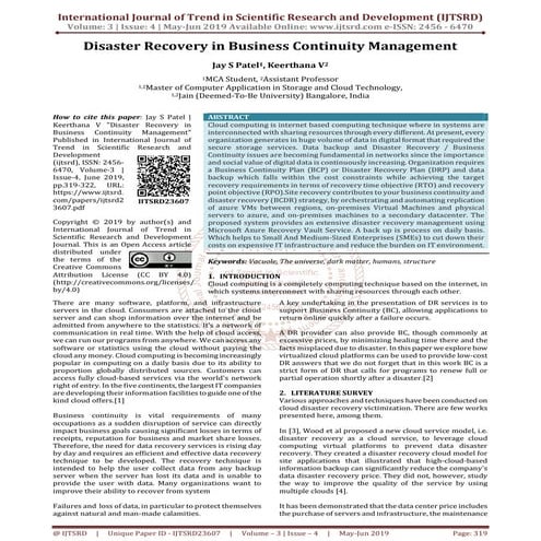 Designing Resilient Disaster Recovery Architecture for Distributed ...