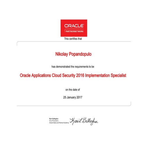 Oracle Applications Cloud Security 2016 Implementation Specialist | PDF