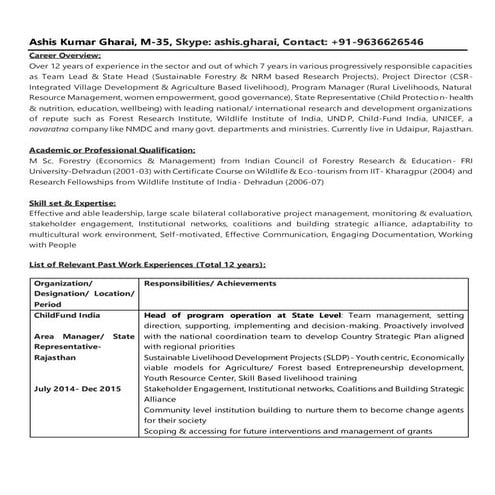 CV Ashis G (1) | DOCX | Agriculture | Industries